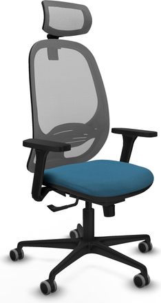 Piqueras y Crespo B&uuml;rostuhl mit Kopfst&uuml;tze Cilanco mit 3D-Armen, h&ouml;henverstellbare Lendenwirbelst&uuml;tze und Kopfteil, h&ouml;henverstellbar und neigbar, Grau/Petrolgr&uuml;n