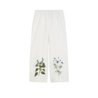Max Mara Femme, Pantalons, Blanc, Taille: 38 FR Pantalon de pyjama blanc à fleurs large