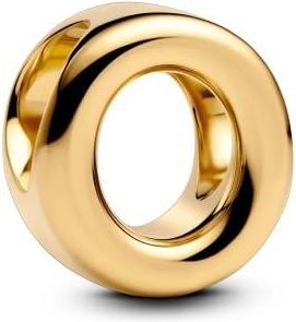 Pandora Buchstabe O Alphabet-Mini-Charm aus Sterling Silber mit 14 Karat Vergoldung, kompatibel Moments, Ma&szlig;e: 6,1 x 8,3 x 7,4 mm, 763961C00