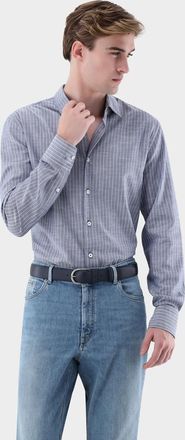 van Laack Gestreiftes Twill-Hemd verwaschene Optik