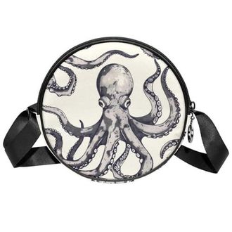 Generic Petit sac &agrave; bandouli&egrave;re Circle pour femme, petit sac &agrave; bandouli&egrave;re avec fermeture &eacute;clair, bretelles r&eacute;glables, sac &agrave; main rond d&eacute;contract&eacute; pour femmes