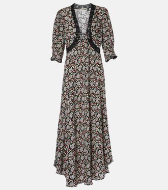 Rixo Robe midi Amina en crêpe à fleurs