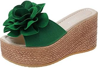 Generic Cocila Chaussures D&eacute;T&eacute; Femmes Et &eacute;T&eacute; Femmes Sandales Talon Compens&eacute; Fleur En Semelle &eacute;Paisse D&eacute;Contract&eacute; Sandales Cuir Sandalette Orthopediques Plates