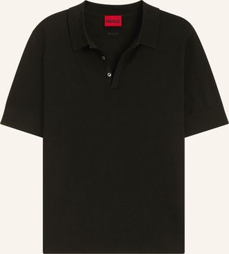 HUGO BOSS Hugo Strick-Poloshirt San Peter schwarz