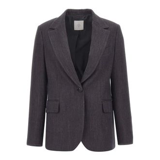 Eleventy Femme, Vestes, Violet, Taille: 42 FR Blazer droit