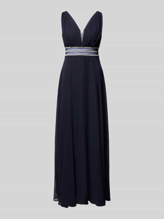 Jake*s Abendkleid mit Taillenband und Ziersteinbesatz