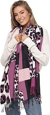 Glamexx24 Écharpe XXL pour femmes, modèle Leo chaud, écharpe poncho à franges multicolores, écharpe en couverture surdimensionnée