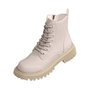 Generic Bottes &agrave; lacets pour femme &agrave; talon bloc &eacute;pais - &Eacute;l&eacute;gantes - Bout rond - Antid&eacute;rapantes - Fermeture &eacute;clair lat&eacute;rale - Confortables - Coupe large - Bott