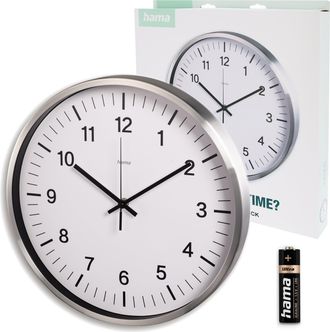 Hama DCF Java Funkwanduhr, &Oslash; 35 cm, silber