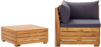 vidaXL Salon de jardin 2 pcs avec coussins Bois dacacia solide - Vidaxl