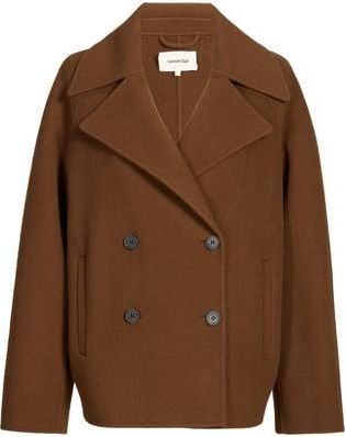 Saison 1865 bequemer kurzer Mantel in gemischter Wolle - braun
