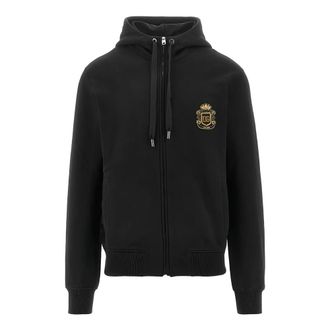 Dolce & Gabbana Homme, Sweatshirts et sweats &agrave; capuche, Noir, Taille: XL SweaT-shirt &agrave; capuche en coton avec &eacute;cusson h&eacute;raldique