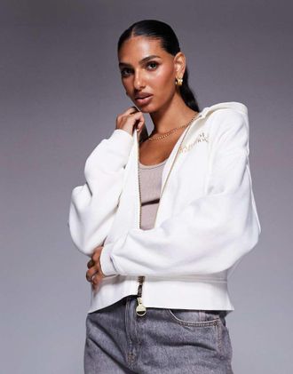 Barbour Lana - Kapuzenpullover in Weiß mit Reißverschluss