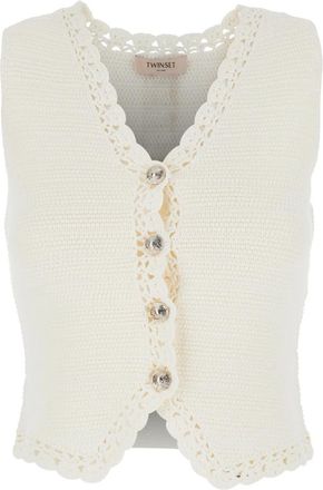 Twinset Femme, Vestes, Blanc, Taille: 40 FR Gilet