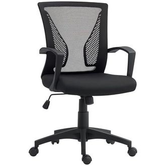 HOMCOM Chaise Bureau, Fauteuil de Bureau, avec si&egrave;ge Dossier en Maille Respirante, Hauteur r&eacute;glable, Fonction &agrave; Bascule, avec Soutien Lombaire, roulettes piv