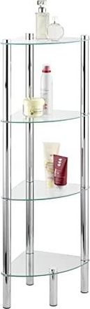 WENKO Étagère dangle exclusive Yago 4 niveaux - 4 tablettes en verre, Acier inoxydable, 30 x 104 x 30 cm, Brillant