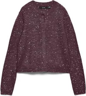 Vero Moda O-Neck Vmleilani Stitch Ls Cardigan &agrave; col Rond, Vin, S Femme