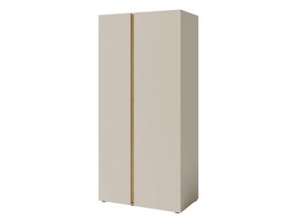 Mirjan24 Kleiderschrank Lonitz LZ03, Dreht&uuml;renschrank grifflos, 2-t&uuml;rig f&uuml;r Schlafzimmer, inkl. Kleiderstange & F&auml;chern (Sandbeige + Ge&ouml;lte Eiche)