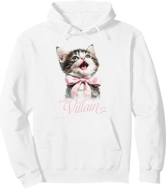 Trendy Apparel In My Villain Era Cute Smiling Kitten Bow Pullover Hoodie