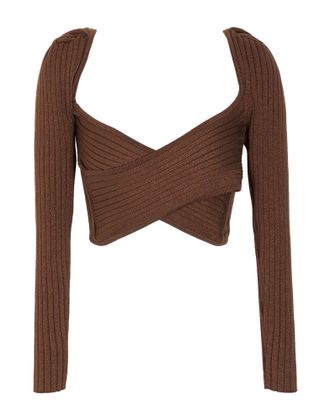 8 by YOOX METALLIC KNIT CROP TOP