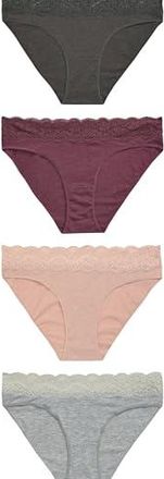 Next Femme Culotte &eacute;chancr&eacute;e en Dentelle, Lot de 4 Gris chin&eacute;/Rose/Prune 44