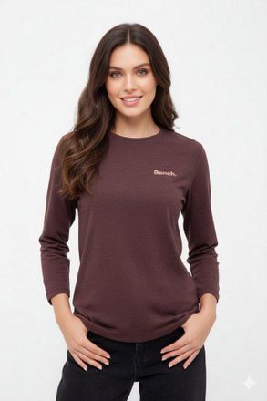 Bench 3/4-Arm-Shirt ROMILEY tailliertes Basic mit 3/4 Arm und Logoprint im Metallic-Holo Stil