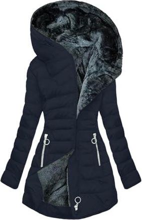 Generic Manteau Femme Hiver Veste Polaire Chaud en Longue et Slim Fit Parka Chaude Imperm&eacute;able Blouson Chic Elegant Sweats &agrave; Capuche avec Zipp&eacute; Poches Pour Do