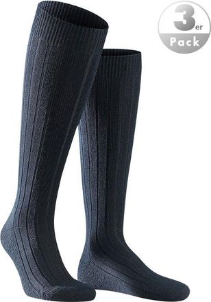 Falke Herren Kniestr&uuml;mpfe blau Wolle unifarben