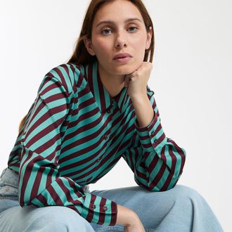 La Redoute Collections Chemise Satin&eacute;e &Agrave; Rayures Manches Longues