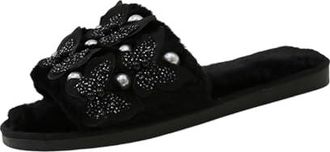 Generic Pantoufles chaudes &agrave; bout ouvert pour femme - &Eacute;l&eacute;gantes et respirantes - L&eacute;g&egrave;res - Antid&eacute;rapantes - &Eacute;l&eacute;gantes - Confortables - Pour lint&eacute;rieur et lext