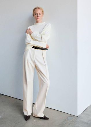 Mango Pantalon droit pinces blanc cass&eacute; - Femme - 34 - MANGO