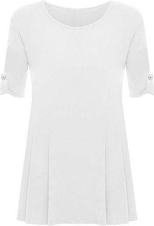 WearAll Haut Flottant avec Une Encolure degagée et à Manches Longues - Hauts - Femmes - Blanc - 46