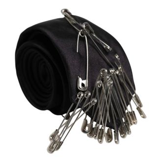 Dolce & Gabbana Homme, Accessoires, Noir, Taille: ONE Size Safety Pins Silk Adjustable Necktie