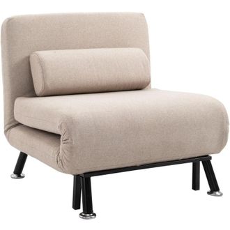 HOMCOM Homcom - Schlafsessel, Klappsessel mit Bettfunktion, R&uuml;ckenkissen, klappbarer Relaxsessel in Leinenoptik, Verstellbare R&uuml;ckenlehne, bis 150 kg