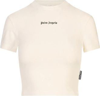 Palm Angels Femme, Tops, Blanc, Taille: 42 FR Classic Logo Baby Tee