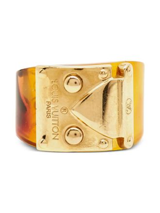 Louis Vuitton bague en métal doré - Marron