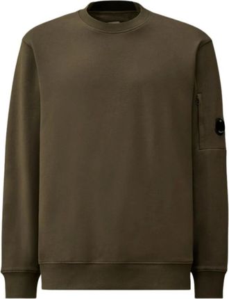 C.P. Company C.p. Company, Homme, Sweatshirts et sweats &agrave; capuche, Vert, Taille: 2XL SweaT-shirt ras du cou en molleton gratt&eacute; en diagonale avec verre