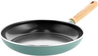 GreenPan Mayflower Po&ecirc;le &agrave; frire 28 cm en c&eacute;ramique antiadh&eacute;sive, manche en bois vintage, sans PFAS, induction, Smoky Blue, bleu