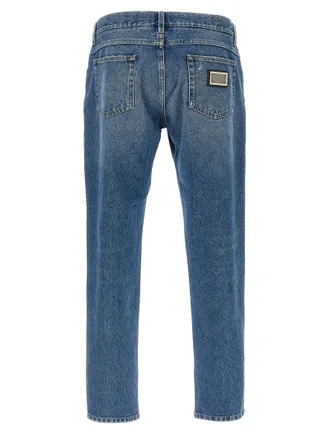 Dolce & Gabbana Mens Blue Cotton Straight-Leg Jeans Clothing