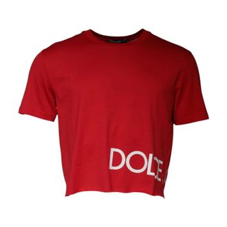 Dolce & Gabbana Homme, Tops, Rouge, Taille: XL T-shirt court avec logo rouge