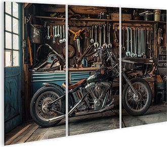 Islandburner Bild auf Leinwand Motorrad Werkstatt Nostalgie Bilder Wandbilder Poster