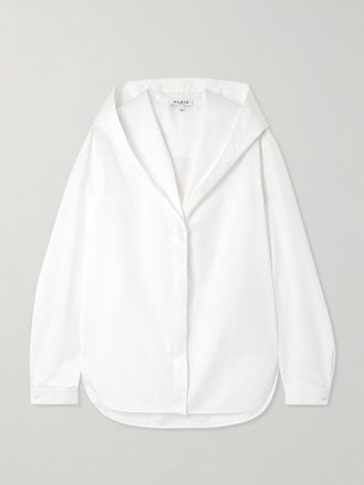 Alaia Chemisier À Capuche En Popeline De Coton - Blanc