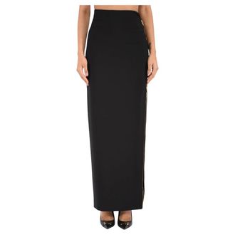 Elisabetta Franchi Femme, Jupes, Noir, Taille: 38 FR Jupe Maxi en Cr&ecirc;pe avec Zip Bijou