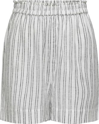 Only Damen Onltokyo Hw Lin Blen STR Shorts PNT Noos, Bright White/Stripes:cub, XXS