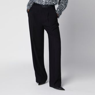 Maison Margiela Schwarze Smokinghose aus Schurwolle mit Satindetails