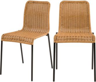 Rendez-Vous D&eacute;co Lot de 2 chaises int&eacute;rieur/ext&eacute;rieur en r&eacute;sine tress&eacute;e naturelle - SIRIVARA