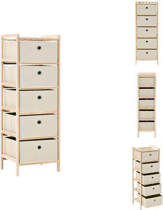 vidaXL Vidaxl - Korb-Kommode mit 5 Stoffkörben Zedernholz Beige - Beistellschrank - Holzregale - Aufbewahrung - Wohnzimmer Dekoration - Kommode
