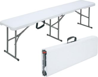 Floordirekt Banc pliant 183 &times; 28 &times; 43 cm, Blanc, r&eacute;sistant aux intemp&eacute;ries - Pratique pour jardin & terrasse