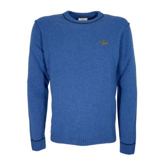 Aeronautica Maglia Girocollo in Lana Tinto Filo Ma1608Ul00924 - - Knitwear - Herren - Blau - XL