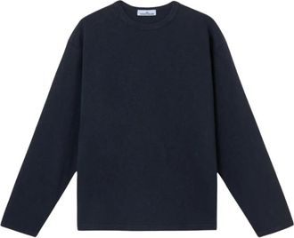 Stone Island Homme, Tops, Bleu, Taille: XL Vanis&eacute; Cotton Jersey Old Effect Long Sleeve Tee